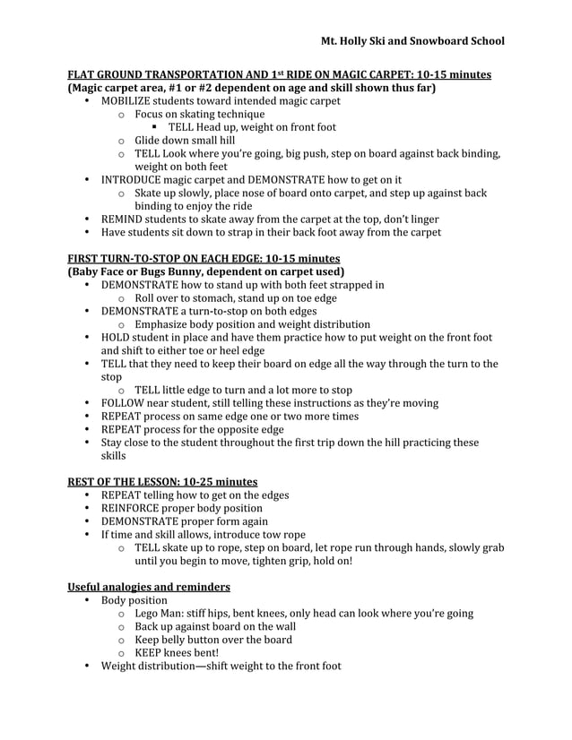 Snowboard Beginner Lesson Plan | PDF | Snowboarding | Extreme Sports