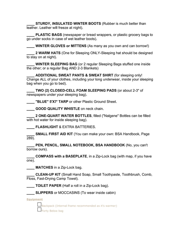 Snow cave checklist | PDF