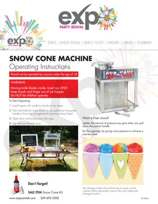 Snow cone machine instructions | PDF
