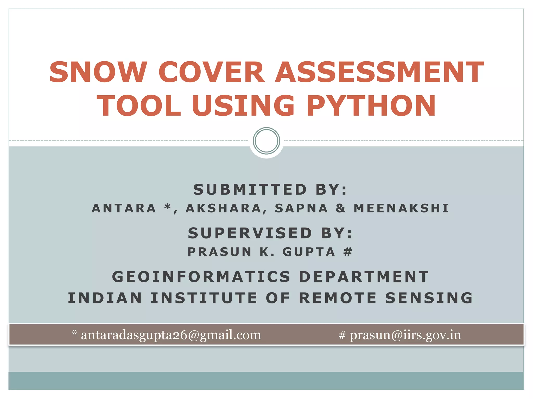 Snow cover assessment tool using Python | PDF