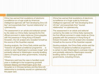 Edward Snowden's NSA surveillance revelations strain China-US relations ...