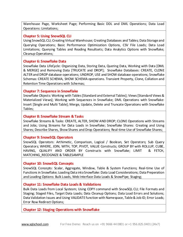 #Snowflake #Training from #SQLSchool Training #Institute. | PDF