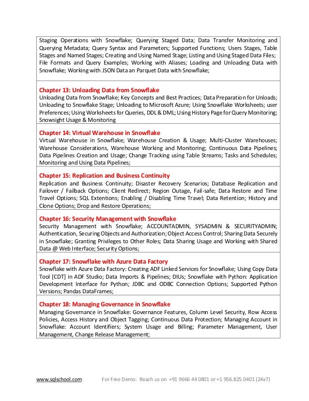 #Snowflake #Training from #SQLSchool Training #Institute. | PDF