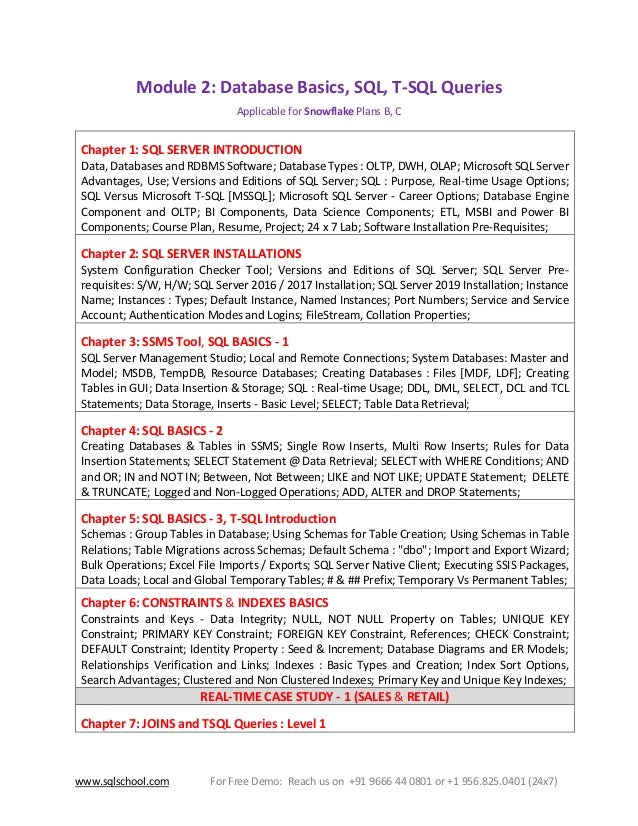#Snowflake #Training from #SQLSchool Training #Institute. | PDF