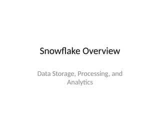 snowflake tool of data management database | PPT
