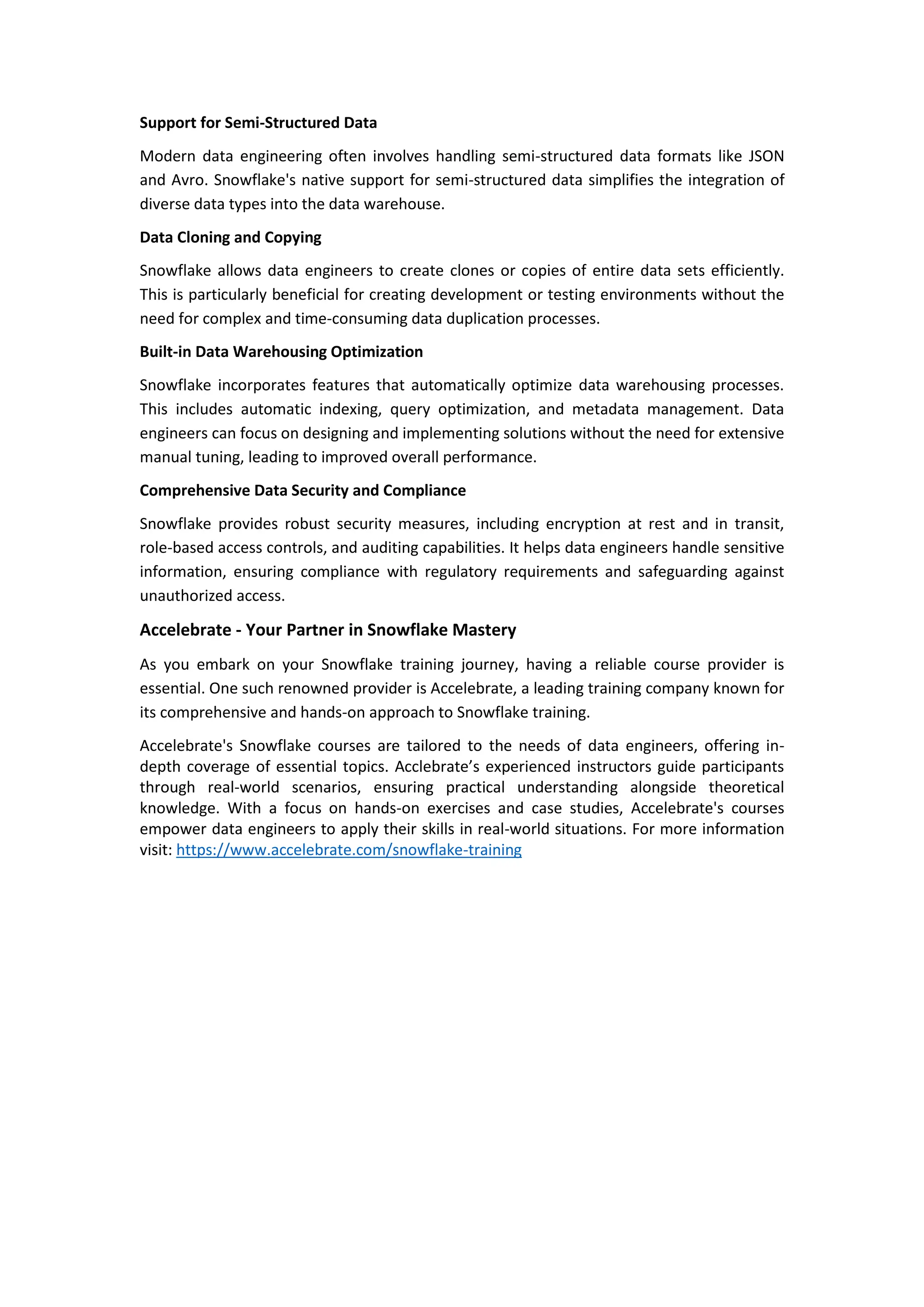 Snowflake Training for Data Engineers A Deep Dive | PDF