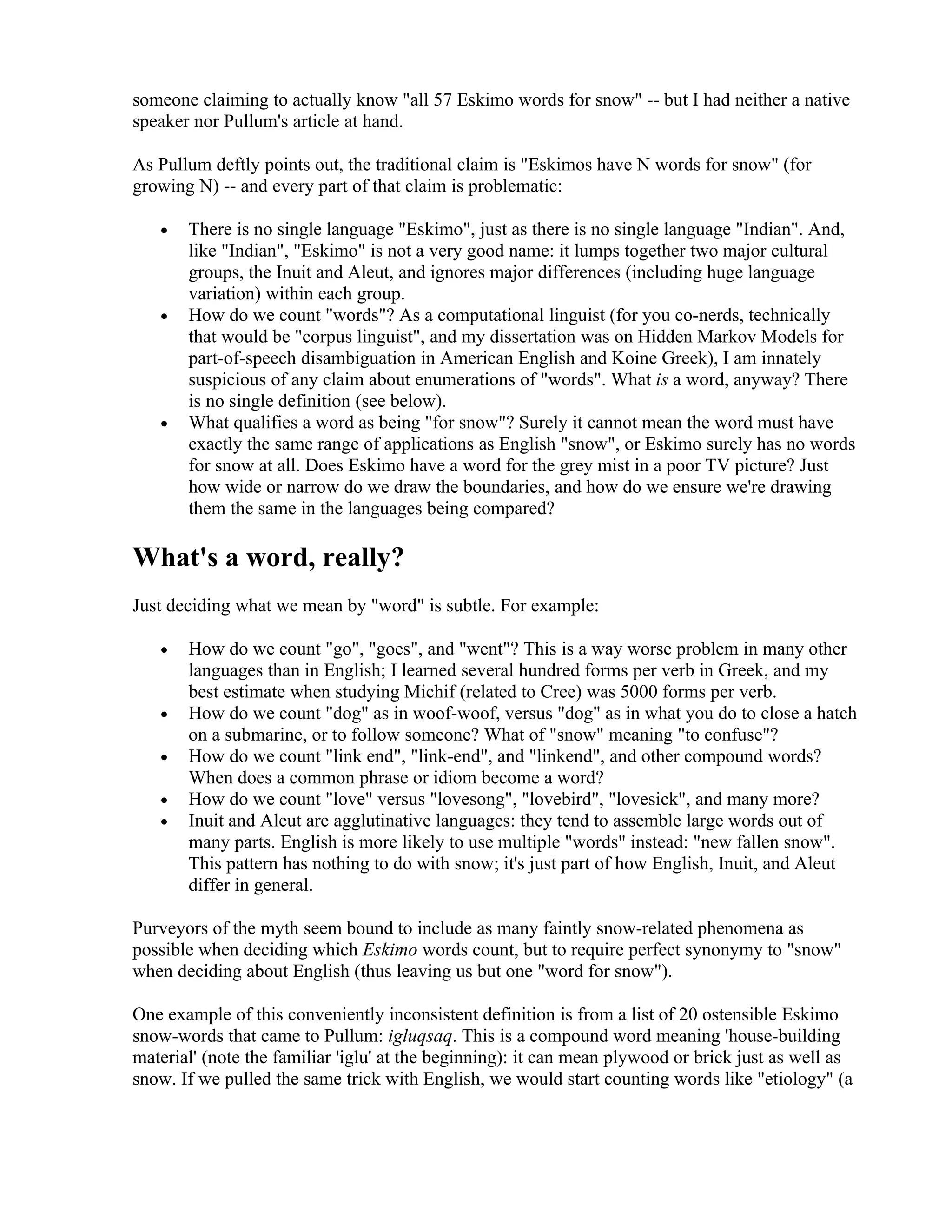 Snow In Eskimo Language | DOC