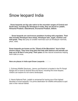 Snow leopard India are big cats native to the mountain ranges of ...