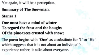 American Literature Snowman by Wallace Stevens | PPT