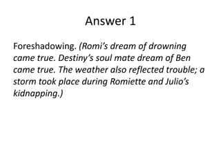 Romiette and Julio Test Review Questions | PPT