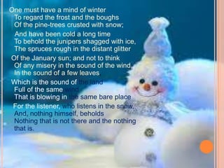 Snow man poem | PPTX | Poetry | Books and Literature