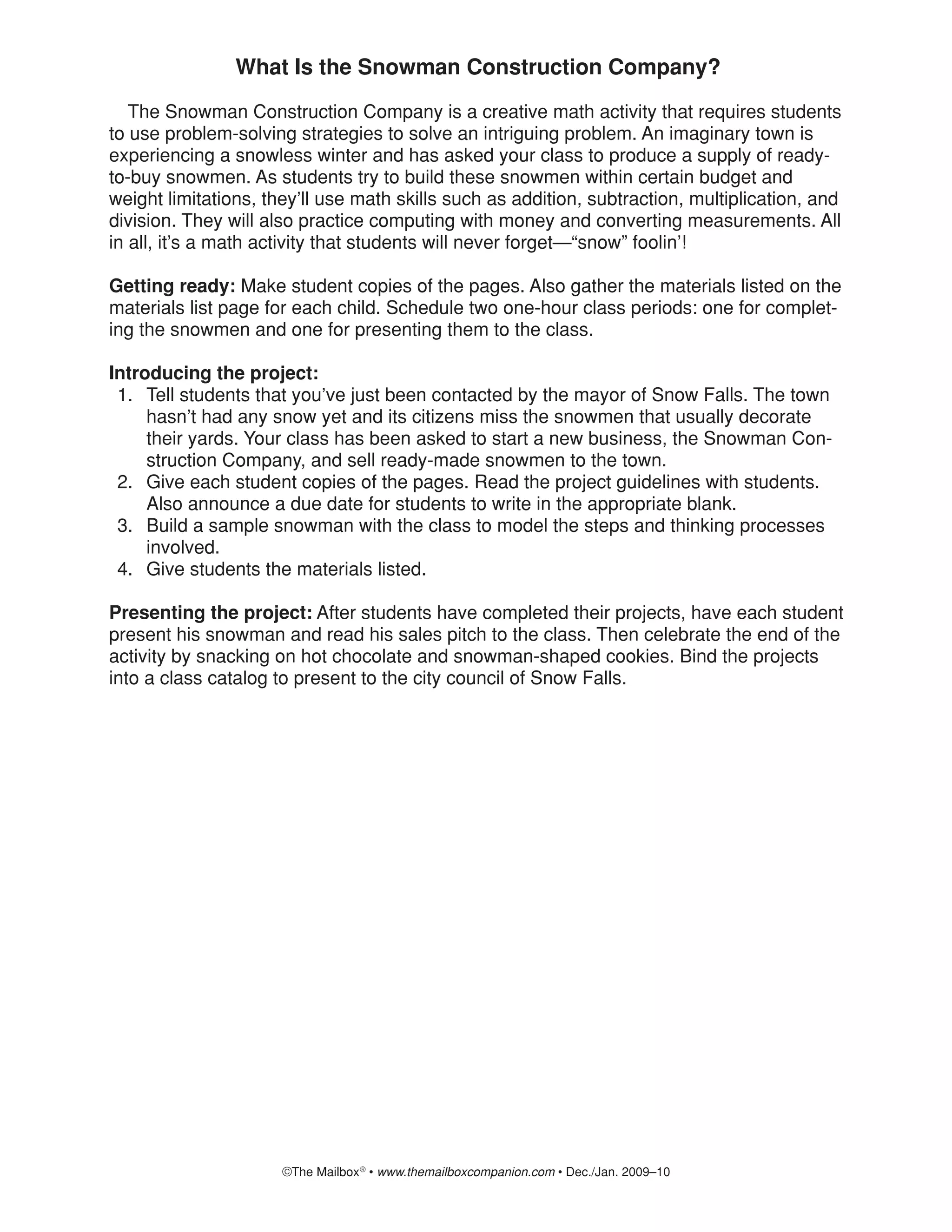 Snowman Project | PDF