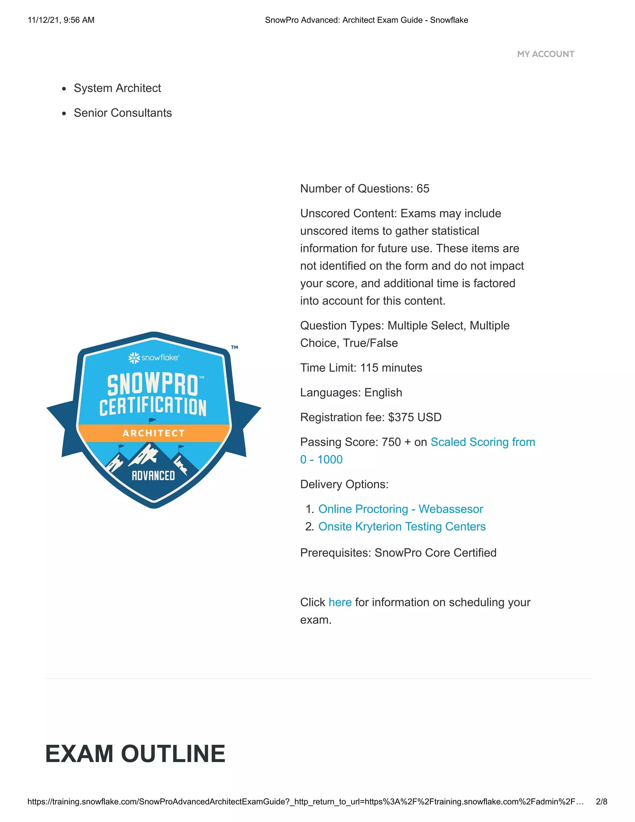 Snow pro advanced architect exam guide - snowflake | PDF