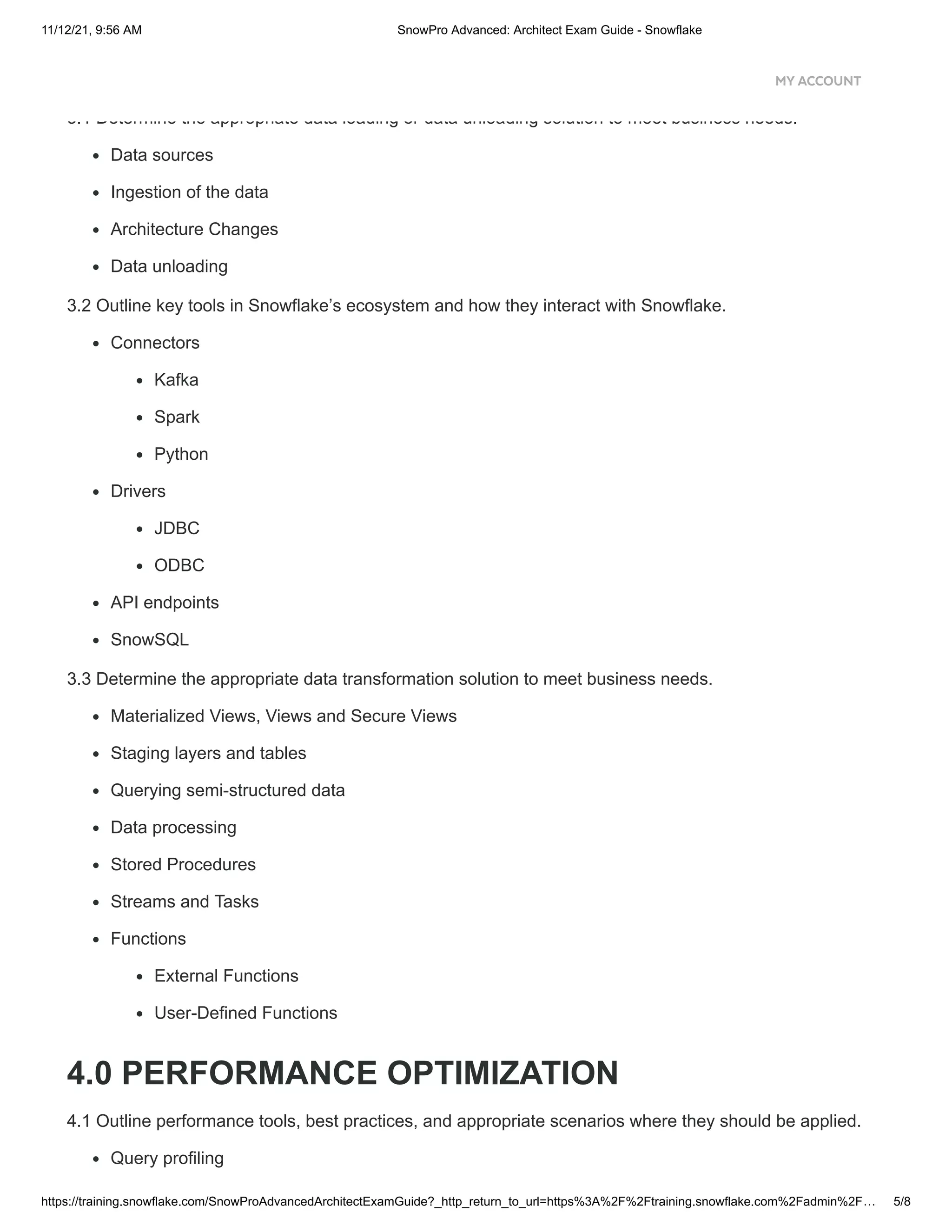 Snow pro advanced architect exam guide - snowflake | PDF