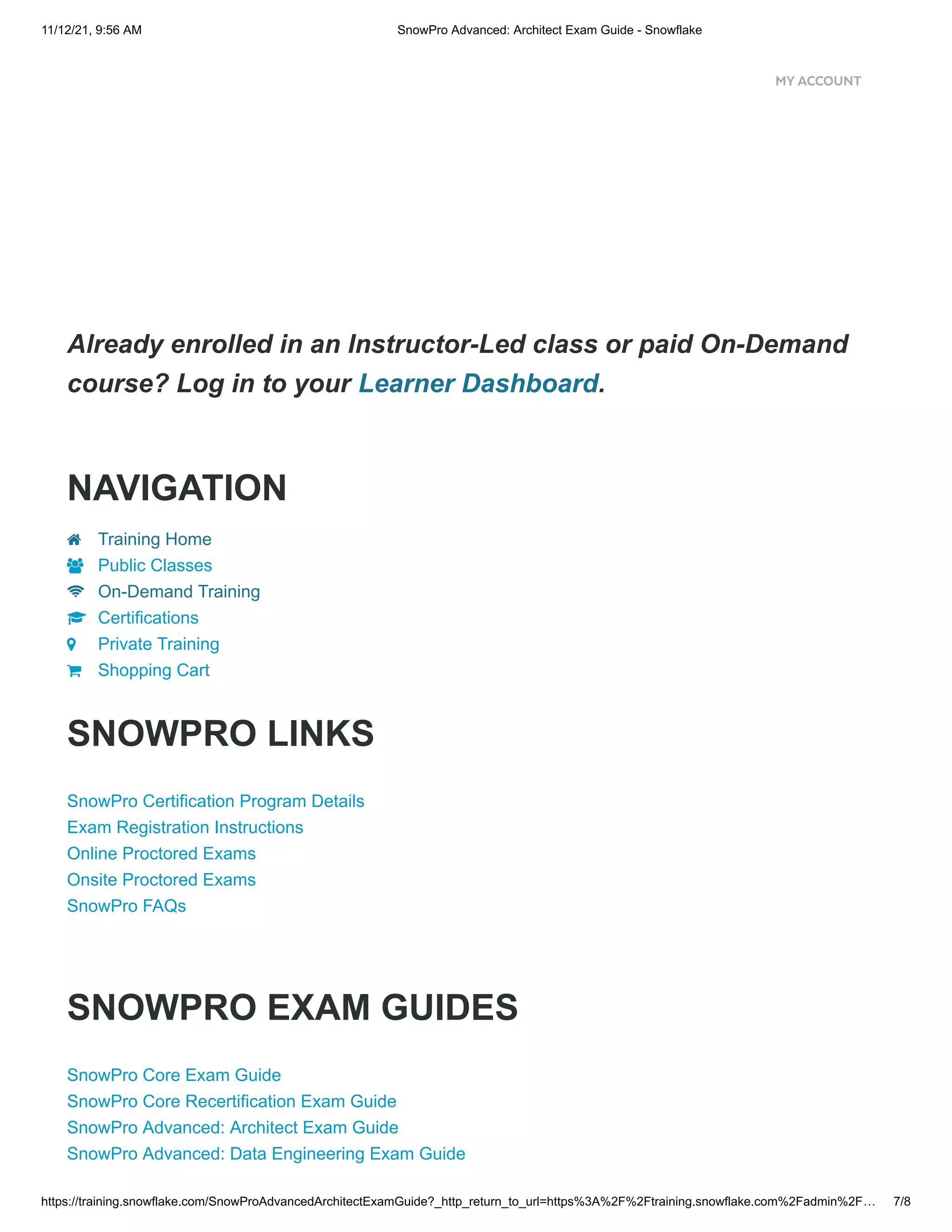 Snow pro advanced architect exam guide - snowflake | PDF
