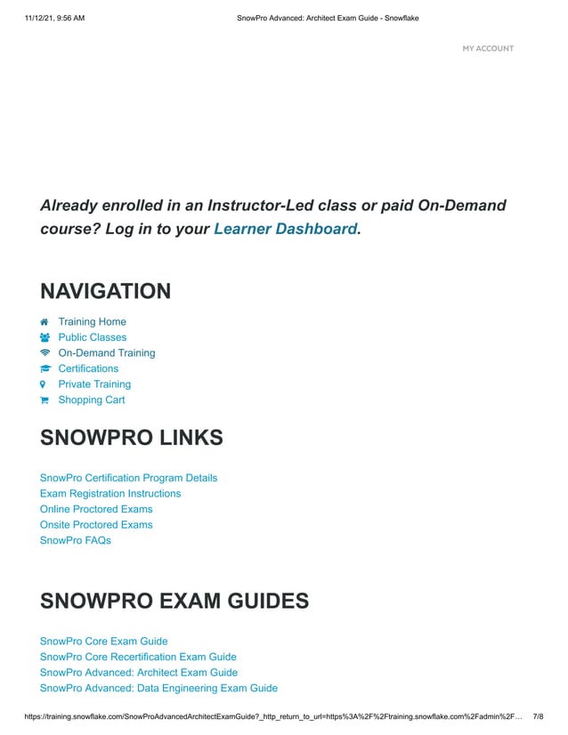 Snow pro advanced architect exam guide - snowflake | PDF