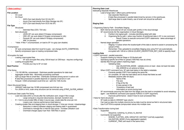 Snowflake SnowPro Certification Exam Cheat Sheet | PDF