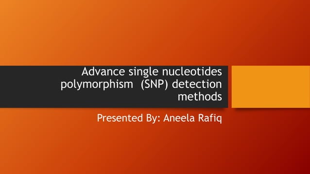 Snp Detection Methods And Applications Pptx
