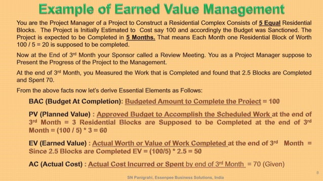 #Measuring Project Performance - Earned Value Management System# By SN Panigrahi | PPTX | Stocks ...