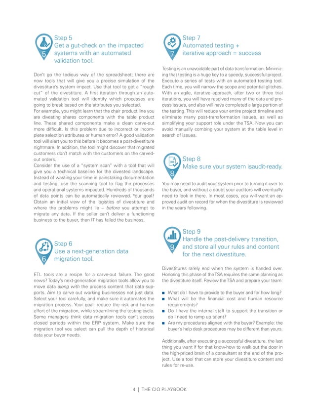 THE CIO PLAYBOOK NINE STEPS CIOS MUST TAKE FOR SUCCESSFUL DIVESTITURE | PDF