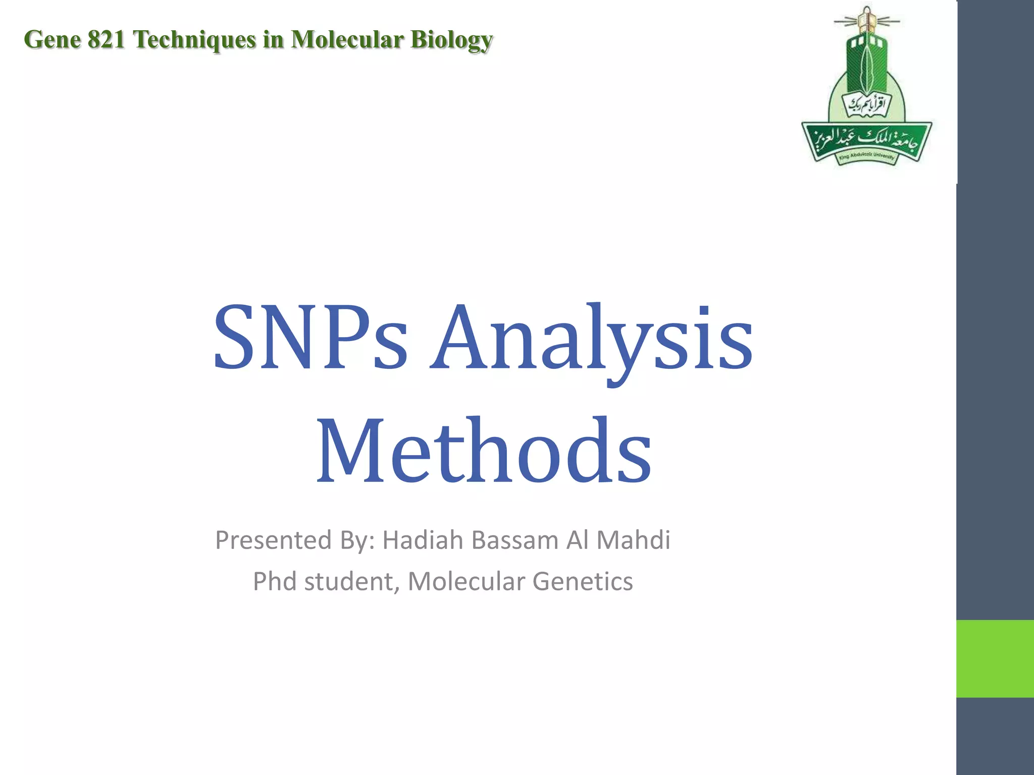 SNPs analysis methods | PPTX