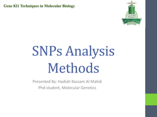 SNPs analysis methods | PPTX