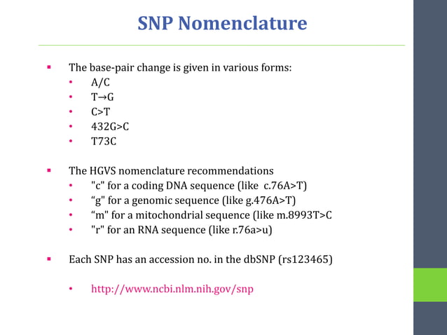 SNPs analysis methods | PPTX