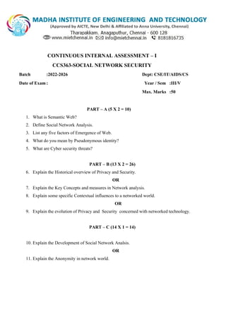 Social network security unit question pp | DOCX