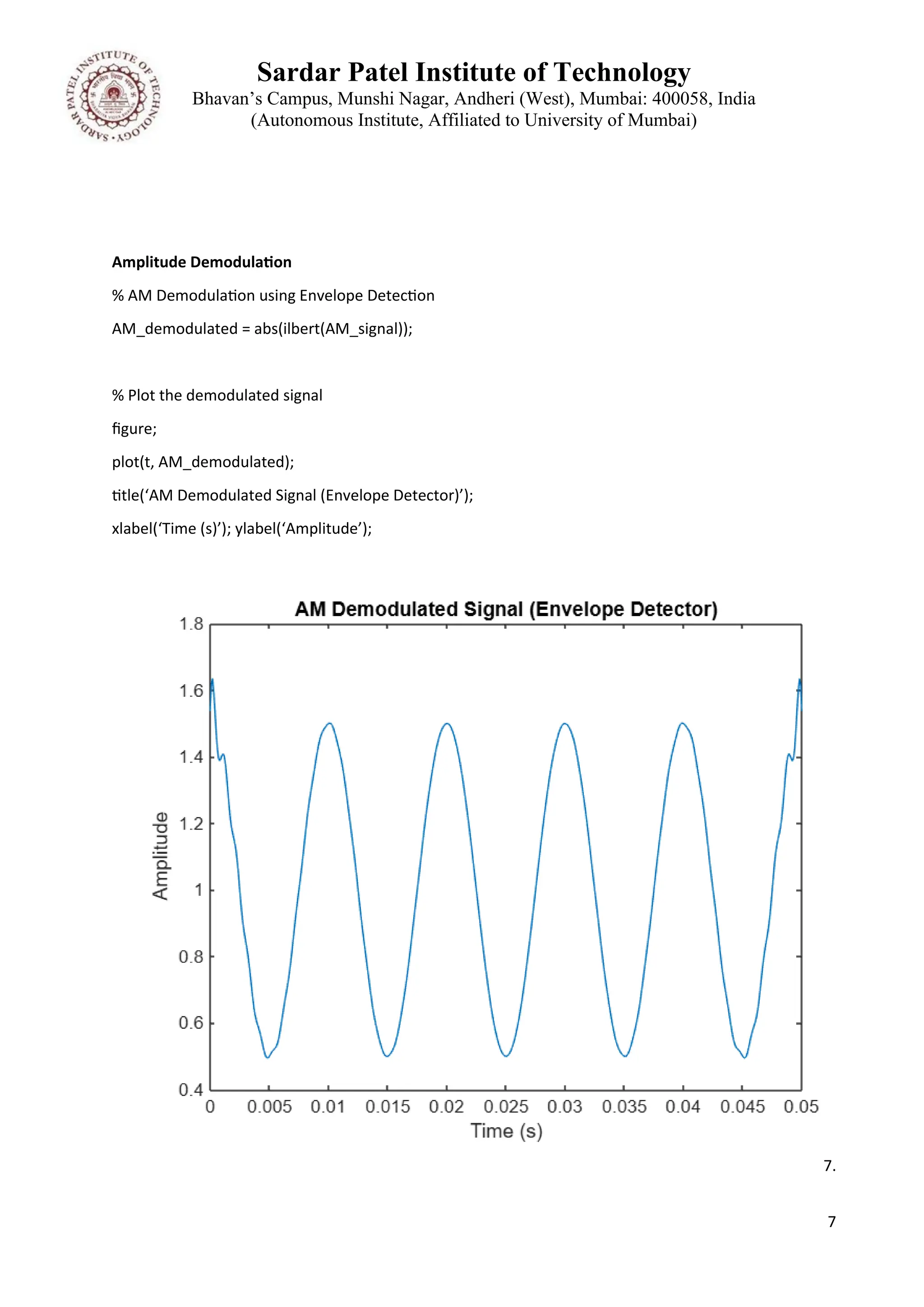 Am Modulation And Demodulation Using Matlabdocx