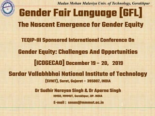 Gender Fair Language: The Nascent Emergence for Gender Equity | PPTX