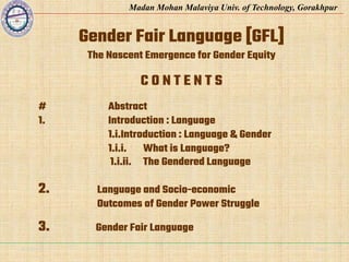 Gender Fair Language: The Nascent Emergence for Gender Equity | PPTX
