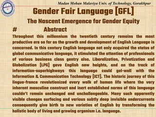Gender Fair Language: The Nascent Emergence for Gender Equity | PPTX