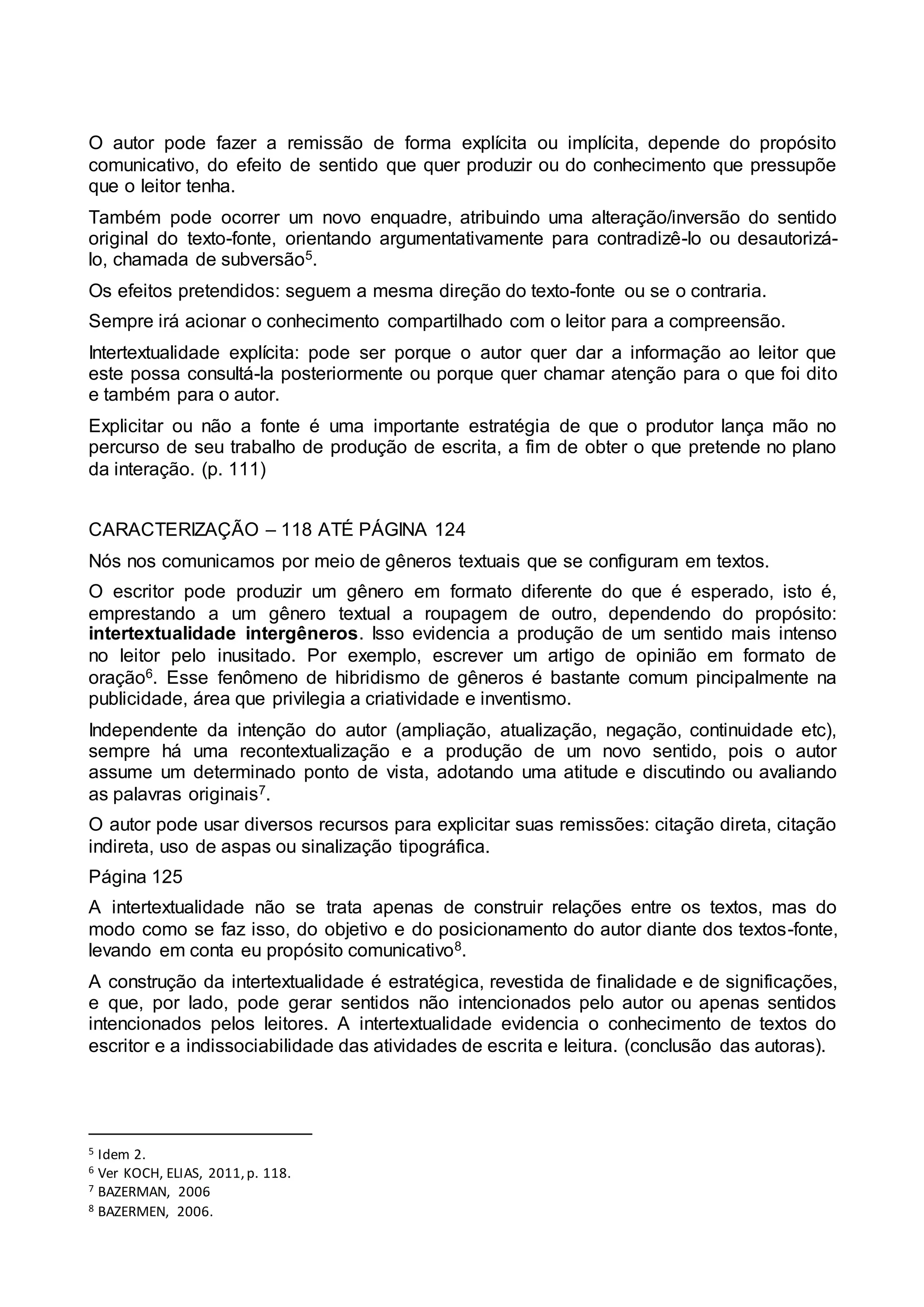 RESUMO - KOCH e ELIAS intertextualidade | DOCX