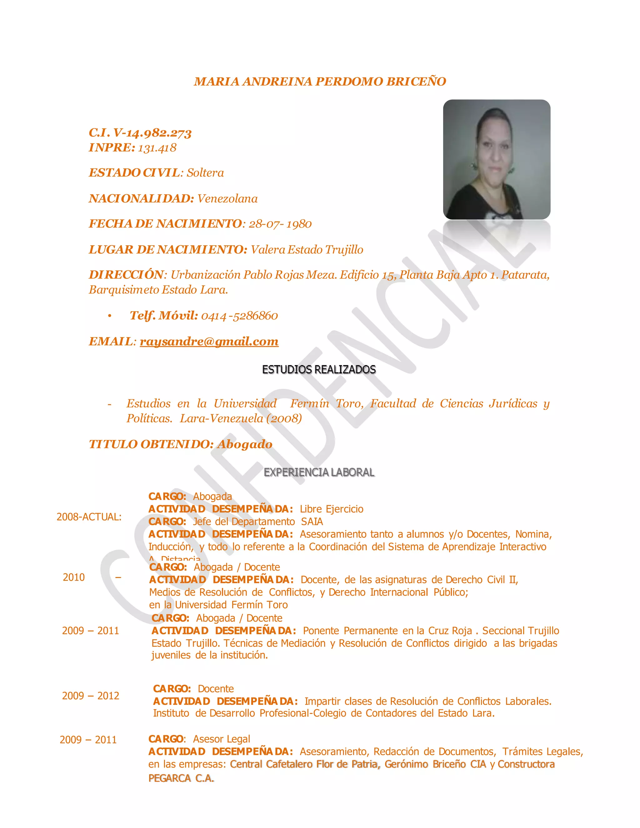 Síntesis curricular. Maria A. Perdomo B. | DOCX
