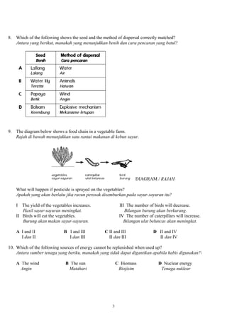 Kertas Soalan Subjek Sains Tahun 5 KSSR | DOC
