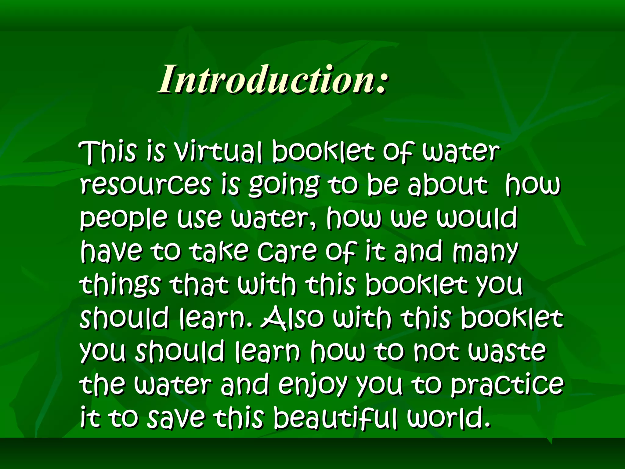 Water Resources ppt scinece project | PPT