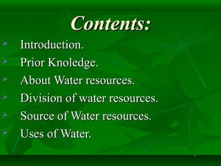 Water Resources ppt scinece project | PPT