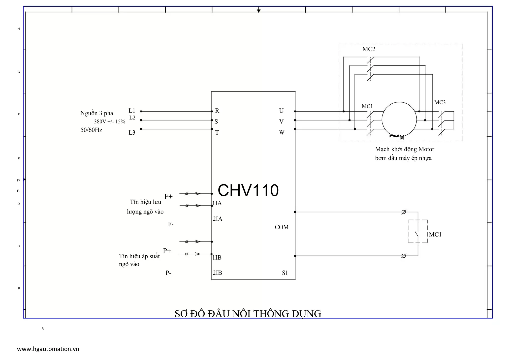 Sơ đồ đấu nối dây biến tần CHV110 | DOC