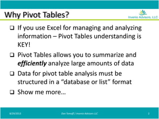 So You Know Excel Pivot Tables? | PPT