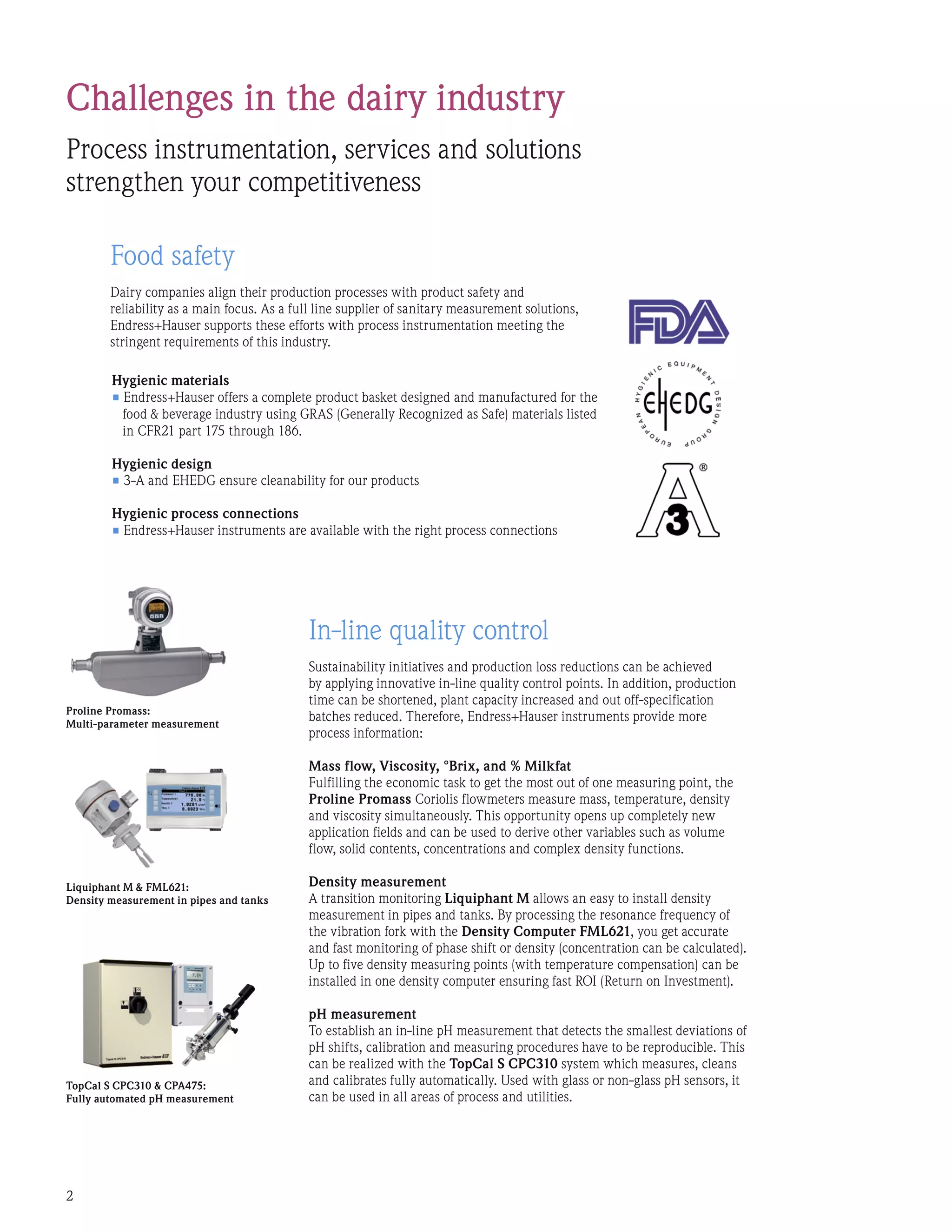 Instrumentation in Dairy industry | PDF