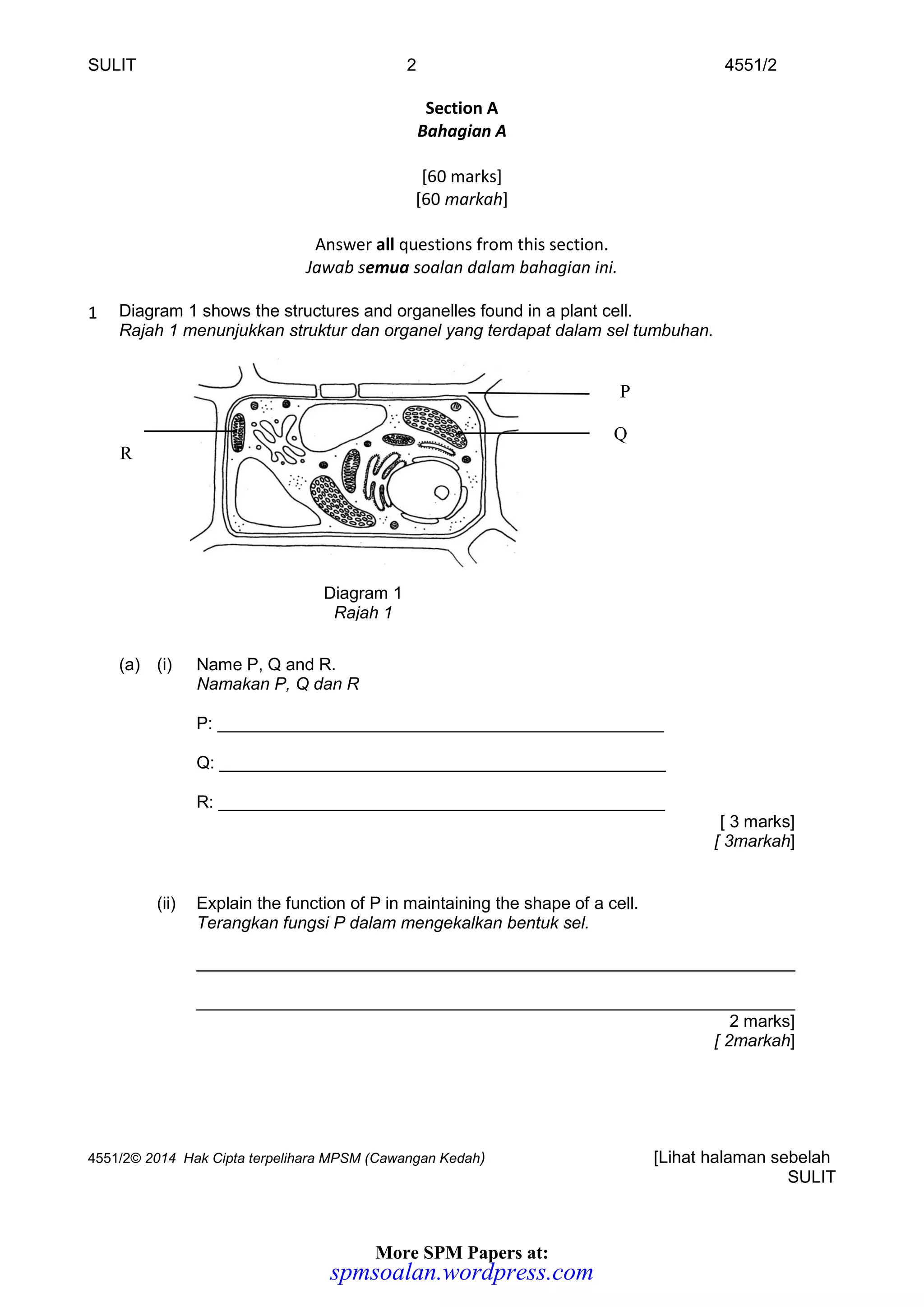 [spmsoalan]Soalan-K2-Biology-Tengah-Tahun-Kedah-2014 | PDF