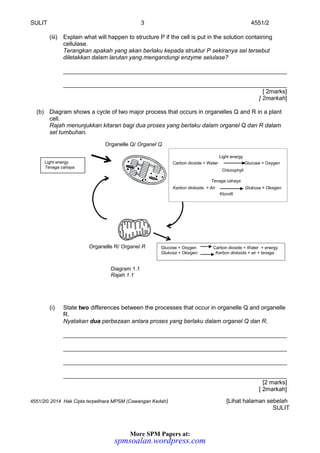 [spmsoalan]Soalan-K2-Biology-Tengah-Tahun-Kedah-2014 | PDF