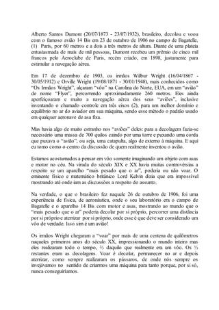 Santos Dumont ou Irmãos Wright: Quem realmente inventou o avião | PDF