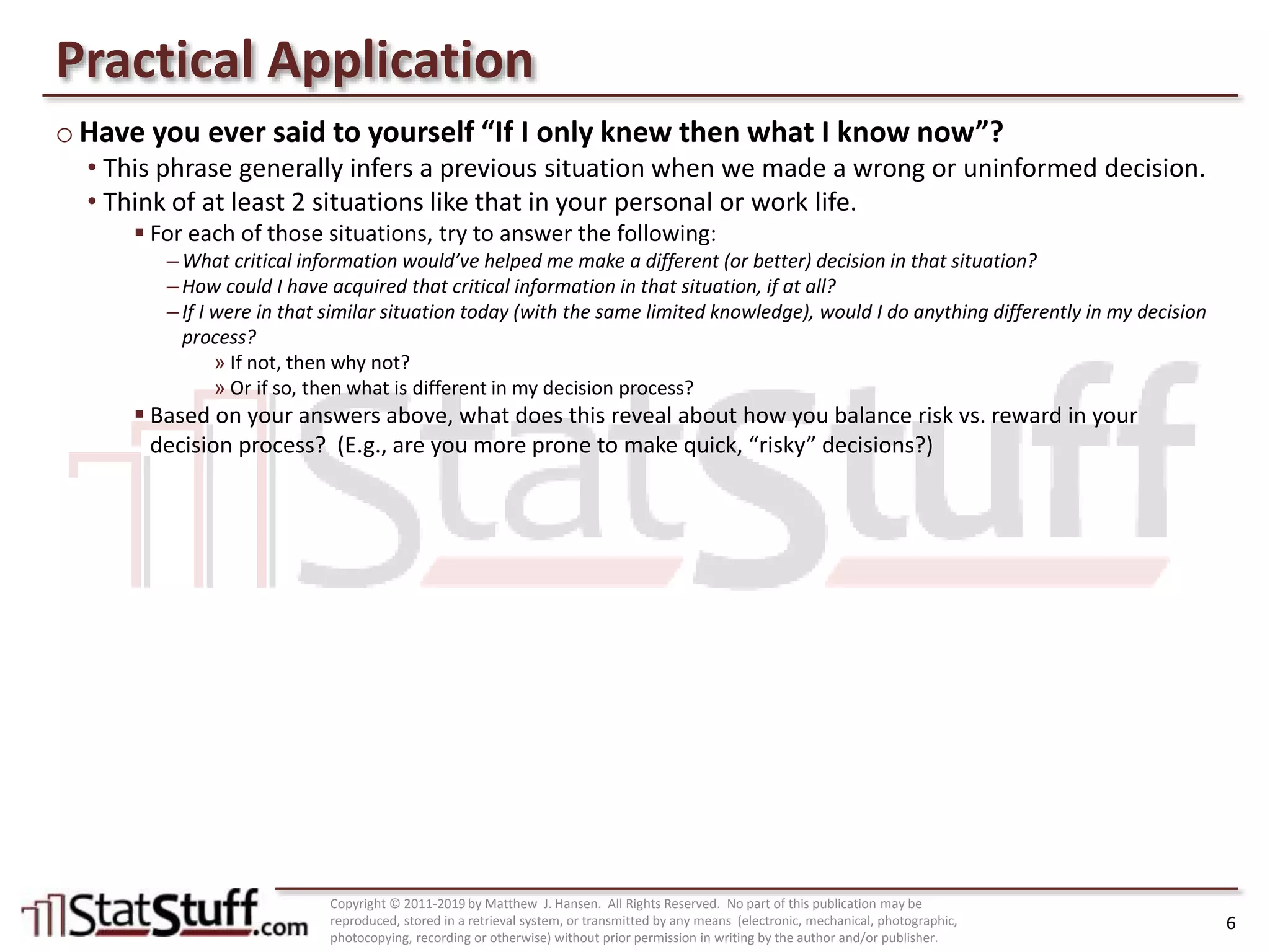 Risk Analysis with Matt Hansen at StatStuff | PPT