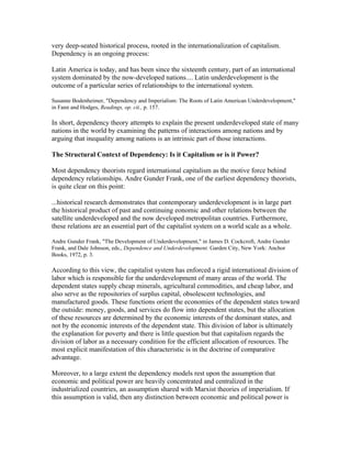 So205 Dependency Theory | DOC | Economy | Business and Finance