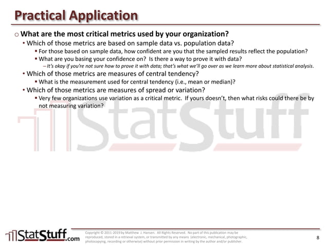 Overview of Statistical Terms and Concepts with Matt Hansen at StatStuff | PPTX