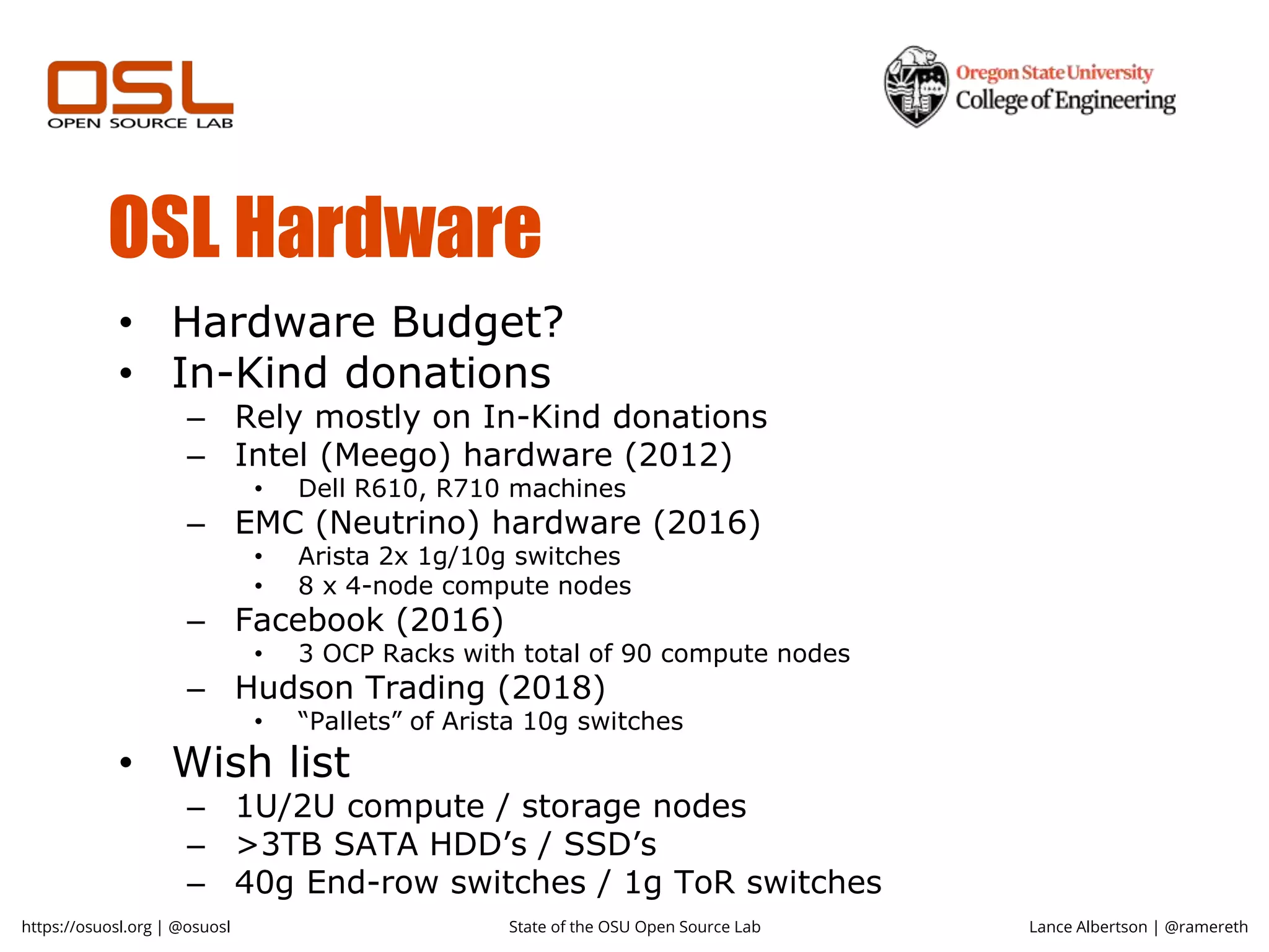 State of the OSU Open Source Lab | PPT