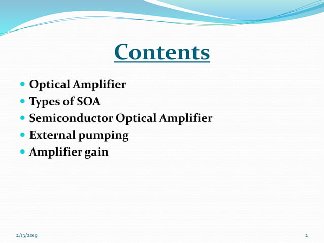 Semiconductor Optical Amplifier | PPTX