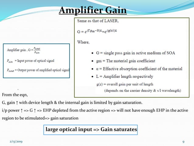 Semiconductor Optical Amplifier | PPTX
