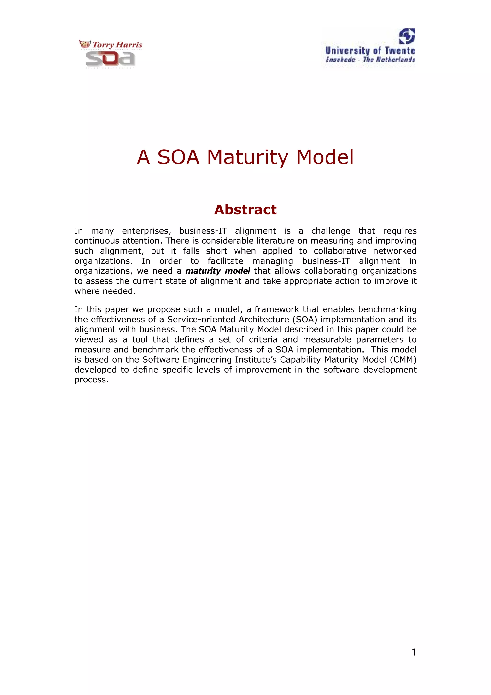SOA Maturity Model | Torry Harris Whitepaper | PDF